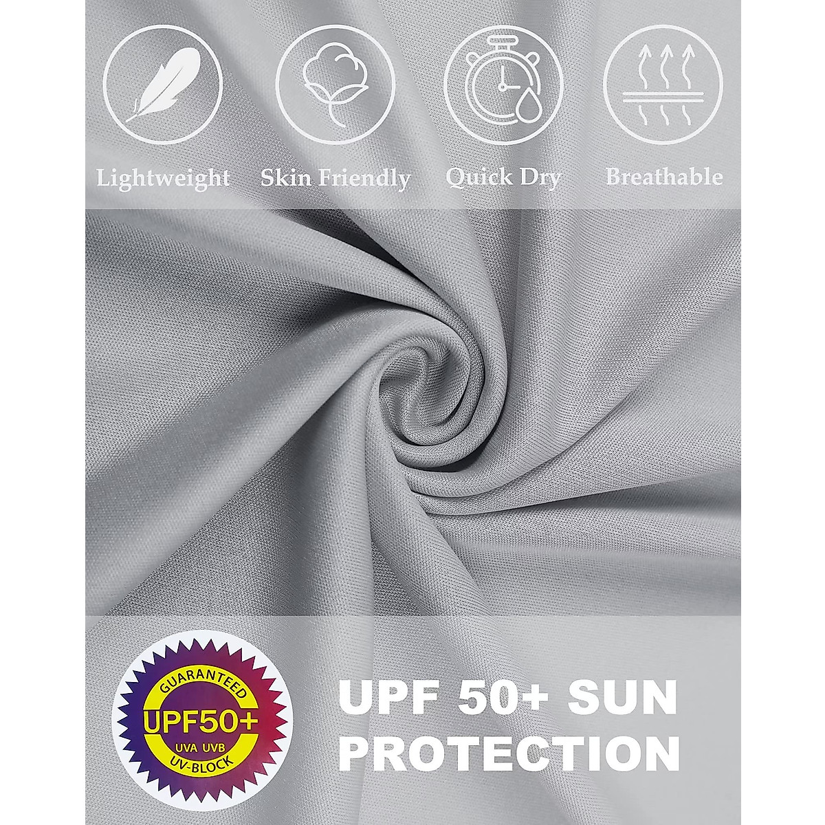 KEFITEVD UV Protection Shirts for Women Long Sleeve UPF 50+ Sun Protection Shirts Outdoor Quick Dry Hiking Shirts for Women Light Grey