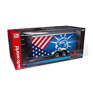 ModelToyCars Four Wheel Enclosed Trailer,Red,White and Blue Acme AMM1284 1/18 Scale Diecast Model Replica