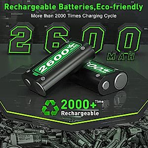 Ukor Fast Charging 2600mAh Rechargeable Battery Packs with Charger for Xbox One/Xbox Series X|S Xbox One S/Xbox One X/Xbox One Elite Wireless Controller, Long Lasting Intelligent Protection