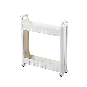 Storage Rack 10cm Wide Kitchen Cart, Rolling Household Storage Cart, Mobile Shelving Unit Organizer, Gap Storage Slim Slide Out Pantry Storage Rack for Narrow Spaces (Color : Ivory, Size : 4