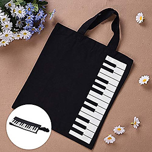 Piano Keys Handbag Reusable Grocery Bag Shoulder Shopping Bag Tote Bag for Music Teacher Girls Gift Bag (Piano Keys Handbag-2Pack)