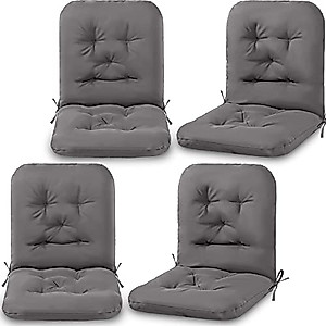 Tufted Back Chair Cushion Indoor Outdoor Seat Back Chair Cushions Weather Resistant Patio Cushions for Outdoor Furniture Chairs(Dark Gray, 4 Pack)