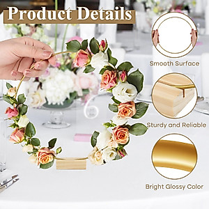 BOUBONI 6 Pcs 12 Inch Metal Floral Hoop Centerpiece with 6 Pcs Wooden Stand for Table Metal Wreath Ring Stand for Centerpiece Table Decorations Wedding Decor Wall Hanging Crafts