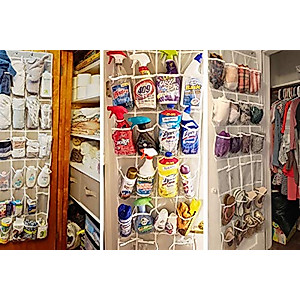 N / A Over The Door Hanging Shoes Organizer Rack 24 Pocket Pantry Organizer - Clear