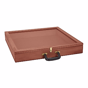 SSWBasics 36 Inch Portable Cherry Wood Display Case | 24" W x 36" L x 4" D Countertop Jewelry Display Case | Sturdy Wood Display Case for Collectibles