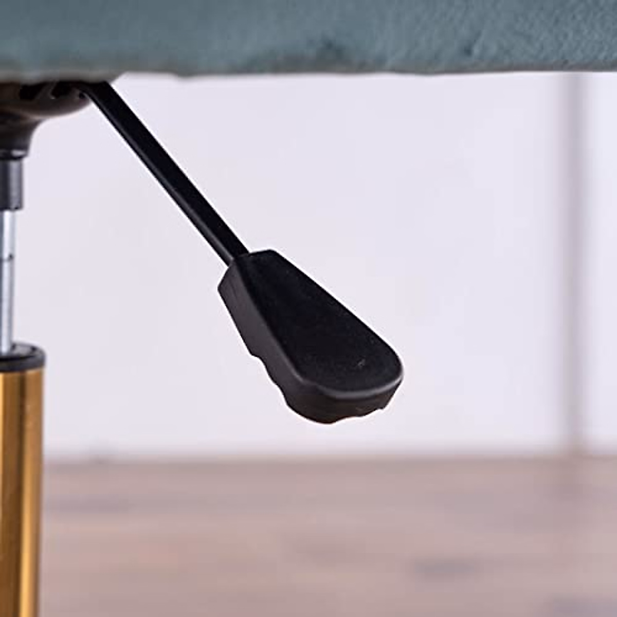 Home Office Task Chair with Velvet Fabric Material, Adjustable Height and 365 revolving, Swivel Shell Chair with Gold Metal Legs and Universal Wheels for Living Room, Bed Room and Office (Dark Green)