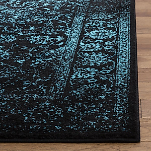 SAFAVIEH Adirondack Collection 6' Square Black / Teal ADR109K Oriental Distressed Non-Shedding Living Room Bedroom Dining Home Office Area Rug
