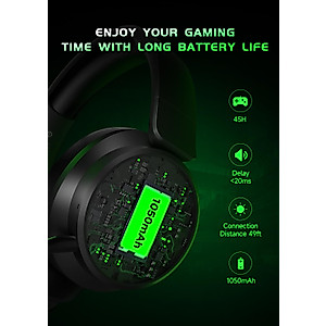RYR Wireless Gaming Headset for Xbox Series X|S, Xbox One, PS5, PS4, Mac, Bluetooth 5.3, 3D Surround Sound, Rotatable Earmuffs, Gaming Headphones with Noise Canceling Microphones-Blackgreen