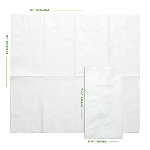 Comfy Package [300 Count - 7 ½” x 4 ¼” Folded] Paper Dinner Napkins - Disposable 2-Ply White Party Napkins (15” x 17” Unfolded)