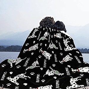 Audumbara Custom Blanket with Dalmatian Personalized Name Flannel Throw Blanket for Little Girl Boy Kid Funny Meaningful Gift for All Season (60"X50") Medium Size for Teen