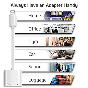 Apple MFi Certified 2 Pack Lightning to 3.5mm Headphones Jack Aprolink Adapter for iPhone Dongle 2 in 1 Charger and Aux Audio Splitter Adapter Compatible with iPhone 12 11 XS XR 8 7