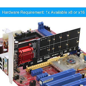 Dual NVMe PCIe Adapter, RIITOP M.2 NVMe SSD to PCI-e 3.1 x8/x16 Card Support M.2 (M Key) NVMe SSD 22110/2280/2260/2242/2230