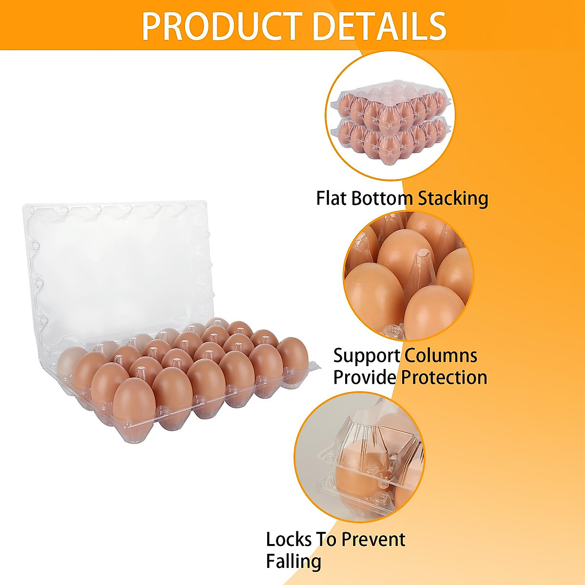 Oungy 36 PCS Plastic Egg Cartons Cheap Bulk 24 Count Clear Blank Egg Cartons with Free Labels Holds up to 24 Eggs Securely Reusable Egg Carton for Family Pasture Chicken Farm Market Display, 4x6 Grids