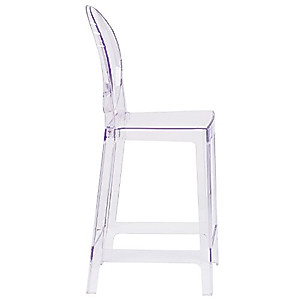 Flash Furniture Ghost Counter Stool with Oval Back in Transparent Crystal