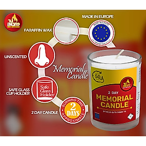 Ner Mitzvah Yahrzeit Memorial Candles - 2 Day Yahrzeit Candle - Yartzeit Candles 48 Hour Yom Kippur Jewish Candles in Glass Tumbler - 2 Pack