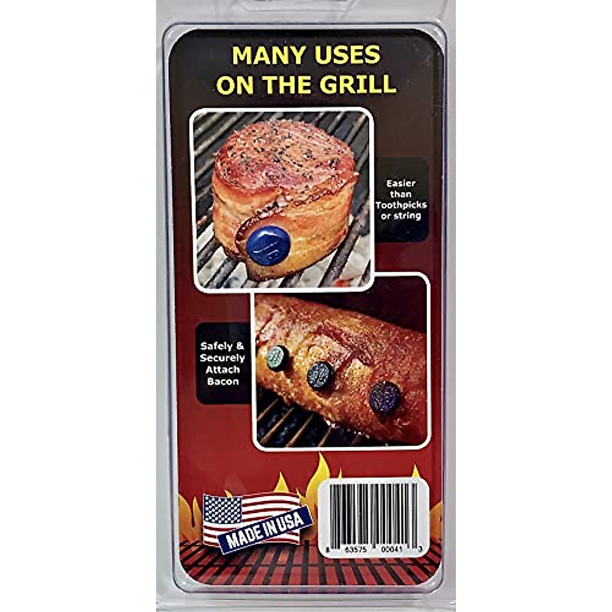 GRILL PINZ - Essential Grilling Accessory - Attach and Combine Food While Cooking (Better Than Grill Skewers) - Perfect for Attaching Bacon to Meat on The Grill (32 Pack)