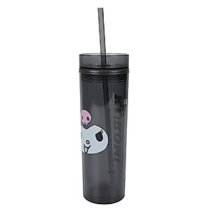Bioworld Kuromi 16 Oz Slim Acrylic Travel Cup With Straw