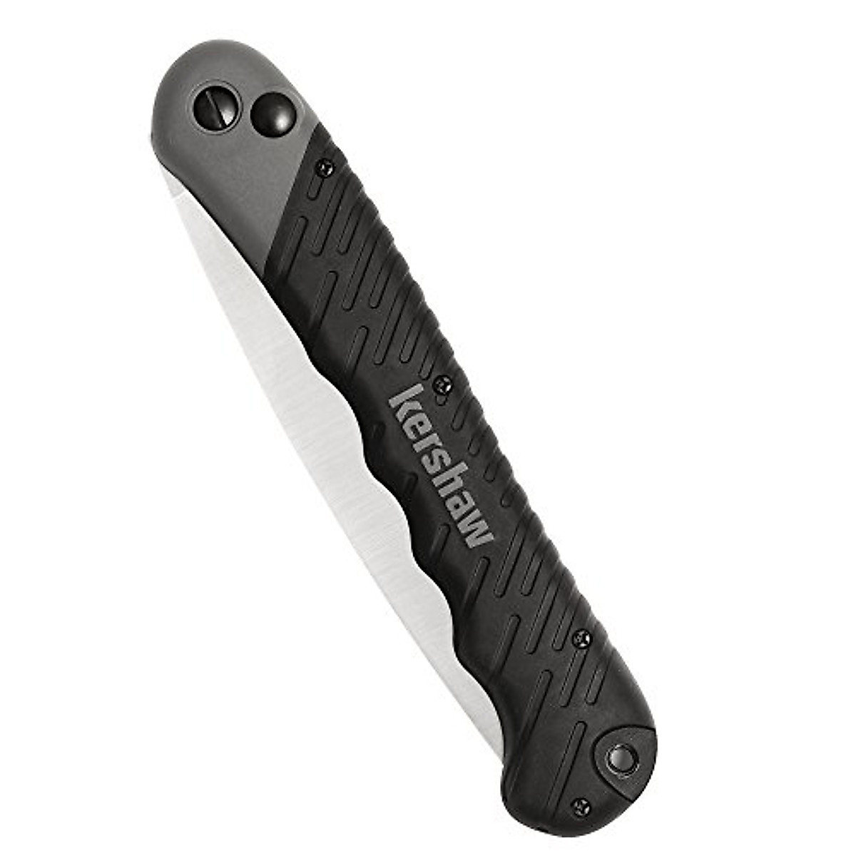 Kershaw Taskmaster Folding Saw (2555X); for Camping and Hunting with Serrated High Performance 7 in. Steel Blade, Lock Button Release and Glass-Filled Nylon Handle with Rubber Overlay