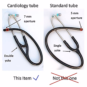 Compatible Replacement Tube by CardioTubes fits Littmann(r) MasterCardiologyI(r) and Littmann(r) Cardiology III(r) Stethoscopes - 7mm Binaurals BLACK TUBING