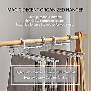 ECKOO 2 Pack Multi-Functional Pants Rack Foldable Adjustable Pants Hangers,Stainless Steel Clothes Hangers Closet Space Saving for Pants Trousers Scarf Tie Belt - White