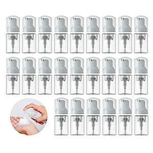 24 Pcs Empty Foam Pump Bottle 1oz/30ml Travel Size Plastic Pump Bottle Soap Bottle Portable Small Hand Sanitizer Dispenser Bottles, Refillable Clear Instant Foaming Bottles for Hand Lotion Shampoo