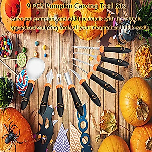 Stickit Graphix Pumpkin Carving Kit, 9 PCS Upgrade Pumpkin & Grimace Pattern Designed Handle Pumpkin Carving Tools Heavy Duty Stainless Steel Carver for Halloween Jack-O-Lanterns with Carrying Case
