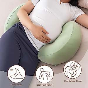 AngQi Pregnancy Pillows for sleeping, Side Sleeper Pregnancy Wedge Pillows, Double Wedge for Body, Belly, Back Support, Maternity Pillow with Removable and Adjustable Cover(Pale Green)