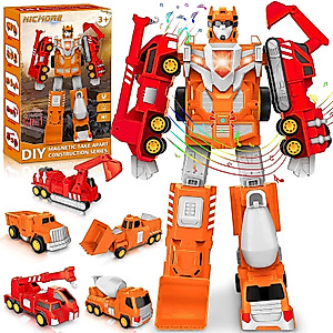 Nicmore Toddler Toys Transport Car for Boys Bundle with Construction Toys Truck Transform into Robot Toys for 3 4 5 6 Year Old Boys Girls Kids Toys Vehicles Christmas Birthday Gifts for Boys Girls