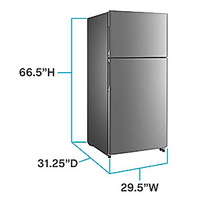Avanti FF18D3S-4 FF18D cu.ft. Apartment Size Refrigerator​, Full Fridge Free Technology Prevents Frost Build-up with Adjustable Shelves, Door Bins & Crisper Drawers, 18 cu. ft, Stainless Steel