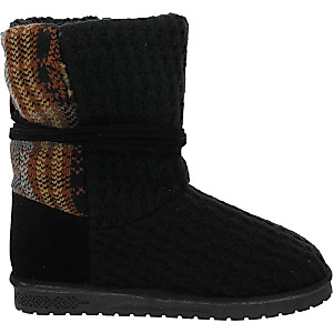 MUK LUKS Women's Clementine Boot, Black Plaid, 9 Wide