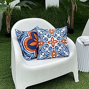 Hckot Outdoor Waterproof Throw Pillow Covers for Patio Furniture Set of 4 Floral Printed Boho Decorative Farmhouse Pillow Covers for Couch Garden Tent Balcony 18x18 inch