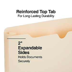 Staples 440373 File Jackets With Reinforced Tab 2-Inch Expansion Letter Size Manila 50/Bx