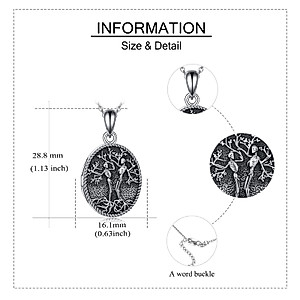 ONEFINITY Skull Locket Necklace Sterling Silver Skeleton Tree of Life Locket Necklace That Holds Pictures Couple Skull Locket Pendant Halloween Jewelry Gifts for Women Wife Mom