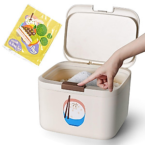LivLab Rice Dispenser 5 Lbs Storage Container Bin with Measuring Cup Food Cereal Container Bins Household for Kitchen Pantry Organization (Pink-Green)