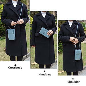 PU Leather Crossbody Purse - Blue, Small, Cell Phone Wallet with Strap, Credit Card Holder