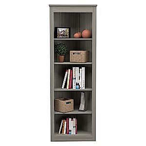 Inval 71" 5-Shelf Corner Bookcase, Gray Smoke Oak