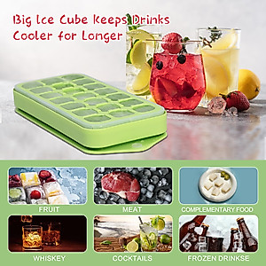 LYDTICK Ice Cube Tray with Lid and Bin, 21 Pcs Ice Cubes Mold for Freezer Easy Release, Quick Filling Without Touching, Green