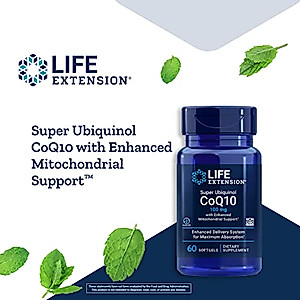 Life Extension Super Ubiquinol CoQ10 100 mg with Enhanced Mitochondrial Support - For Anti-Aging, Heart & Brain Health and Healthy Cholesterol - Gluten Free, Non-GMO – 60 Softgels