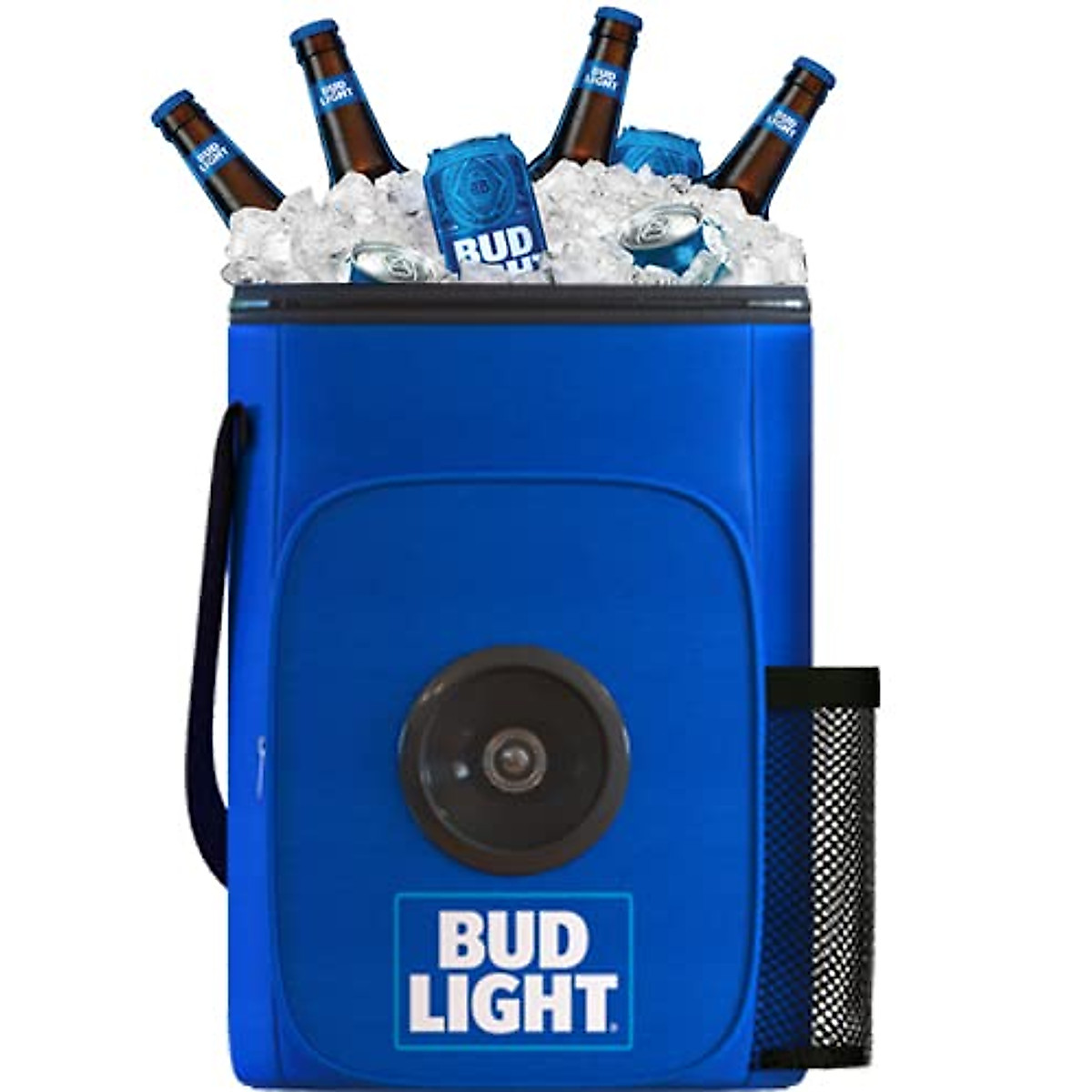 Bud Light Soft Cooler Bag with Built-in Rechargeable Wireless Bluetooth Speakers Foldable Small and Portable Durable and Material Compatible for Smartphones, Tablets & MP3 Players