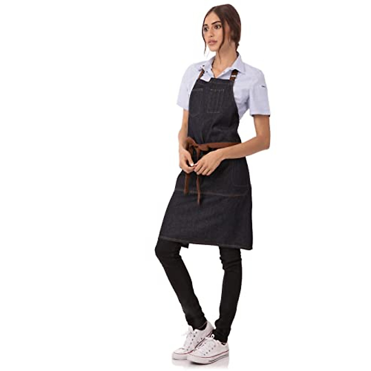Chef Works Unisex Memphis Bib Apron, Indigo Blue, One Size