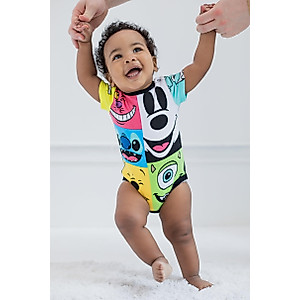 Disney D100 Stitch Mickey Mouse Winnie the Pooh Newborn Baby Boys Bodysuit Multicolor Newborn