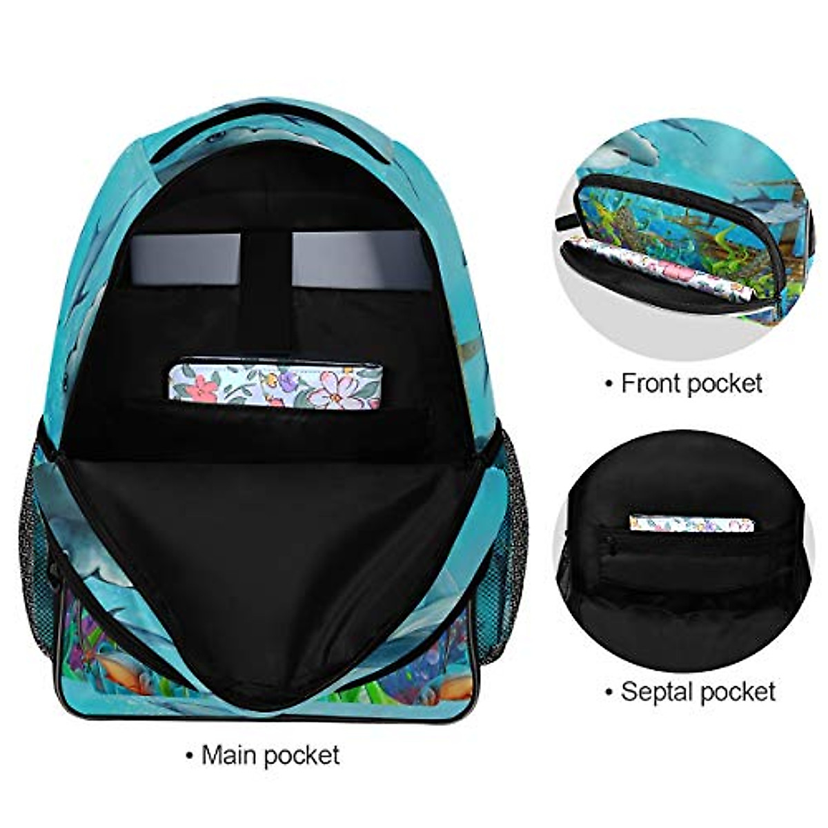 ALAZA Sea Turtle Coral Reef with Ship Wreck Travel Laptop Backpack College School Computer Bag for Boys Girls