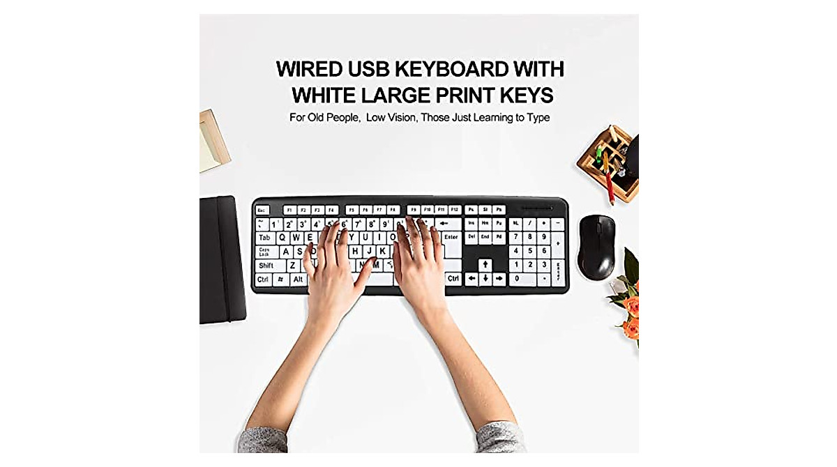 Large Print Keyboard for Seniors - Easy to See & Use