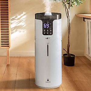 LACIDOLL Humidifiers for Home Large Room Wholehouse Humidifier 2000 sq. ft 4.2 Gal 16L Floor Humidifier 360° Nozzles Cool Mist Ultrasonic Humidifier Output Top Fill Tower Humidifier for Home Office
