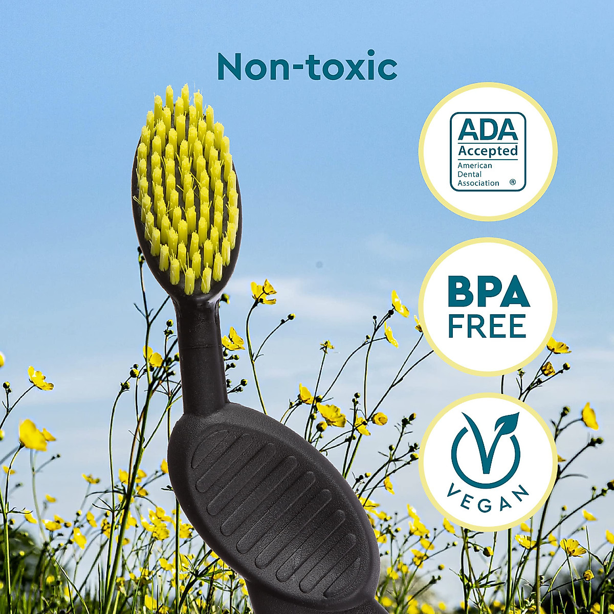 RADIUS Flex Brush with Soft Bristles Toothbrush BPA Free & ADA Accepted Designed to Improve Gum Health & Reduce Issues - Right Hand - Black/White - Pack of 1