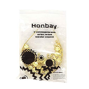 Honbay Belly Dance Hair Hoop Indian Dance Headband Tribal Headband with Bells and Coin Ornaments (Gold)