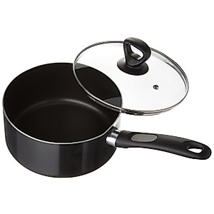 Mirro A7972484 Get A Grip Aluminum Nonstick 3-Quart Saucepan with Glass Lid Cover Cookware, Black