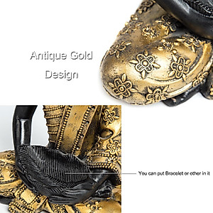 JIZHENG Buddha Statue Decor Figurine Thai Sitting Buddha Sculpture 14 inch Decoration Meditating Zen Buddha Antique Golden Look for Room/Garden/Yard/Indoor/Outdoor, Black/Copper, Large