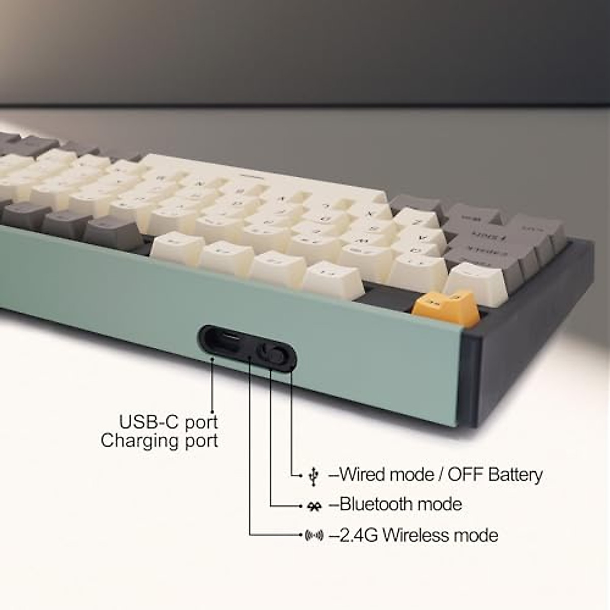 SKYLOONG GK87 V3 TKL Wireless Mechanical Keyboard - Nordic 2.4G/Bluetooth 5.1/USB Wired - Double Spacebar - 3Knobs - Gateron G Pro Switch-RGB Backlit Hot Swappable - Ti-Grey PBT Keycaps