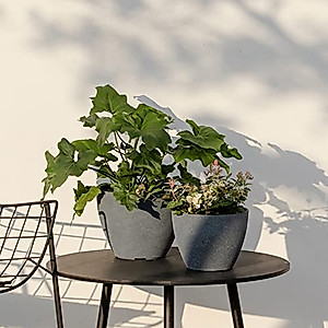LA JOLIE MUSE Flower Pots Outdoor Garden Planters, Indoor Plant Pots with Drainage Holes, Weathered Grey (8.6 + 7.5 Inch)